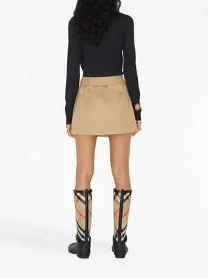 Burberry Gabardine Cotton Miniskirt - Neutrals