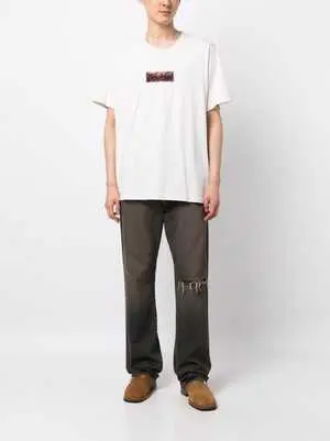 DOUBLET Logo-patch Cotton T-shirt - Neutrals
