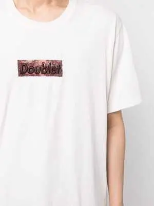 DOUBLET Logo-patch Cotton T-shirt - Neutrals