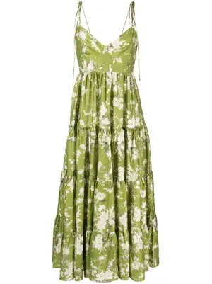 Erdem Azami Magnolia Garden-print Dress - Green