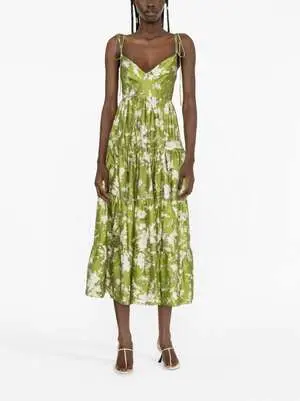 Erdem Azami Magnolia Garden-print Dress - Green
