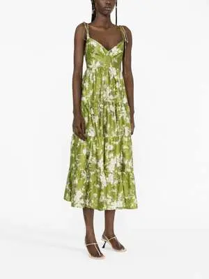 Erdem Azami Magnolia Garden-print Dress - Green