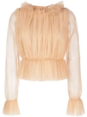 Khaite Long-sleeve Tulle Blouse