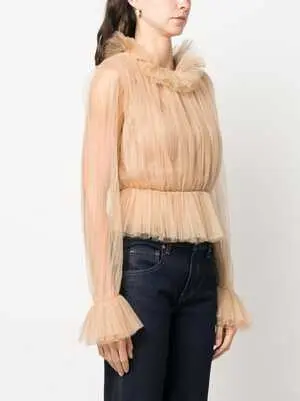 Khaite Long-sleeve Tulle Blouse