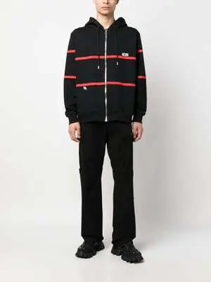 Gcds Stripe-print Zip-up Hoodie