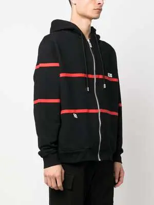 Gcds Stripe-print Zip-up Hoodie