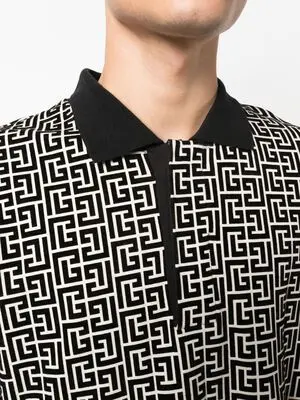 Balmain Monogram-print Polo Shirt