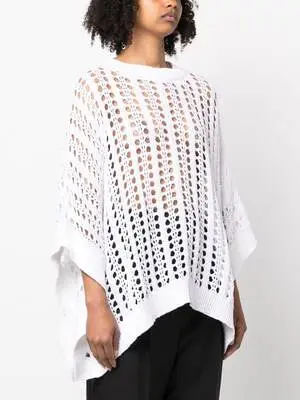 Brunello Cucinelli Net-knit Cotton And Linen Poncho