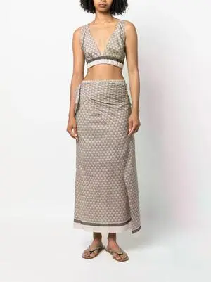 Brunello Cucinelli Starburst Print Cotton Skirt