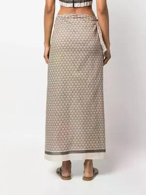 Brunello Cucinelli Starburst Print Cotton Skirt