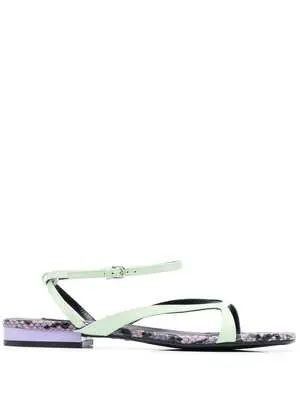 SERGIO ROSSI Sr Aracne Snake-print Sandals - Green