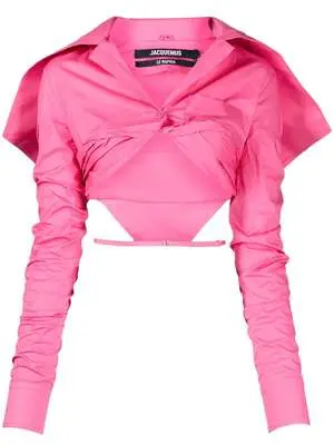 Jacquemus La Chemise Meio Cropped Shirt - Pink