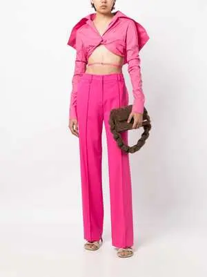 Jacquemus La Chemise Meio Cropped Shirt - Pink