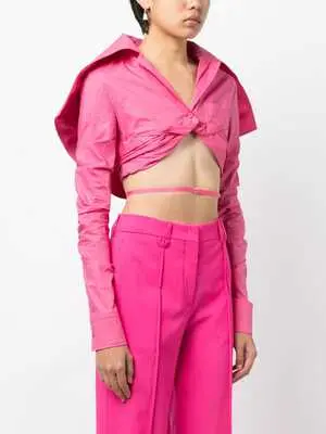 Jacquemus La Chemise Meio Cropped Shirt - Pink