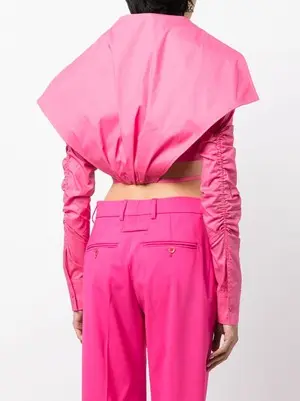 Jacquemus La Chemise Meio Cropped Shirt - Pink