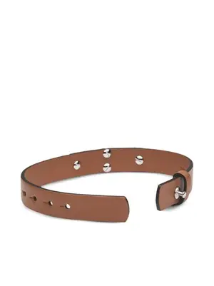 FERRAGAMO Gancini Plaque Leather Bracelet