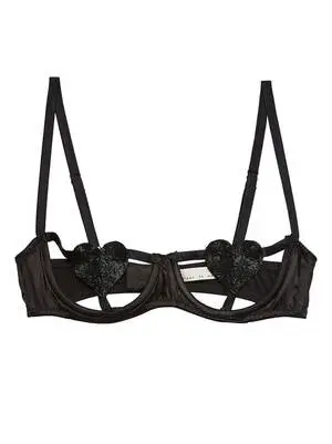 FLEUR DU MAL Queen Of Hearts Balconette Bra - Black