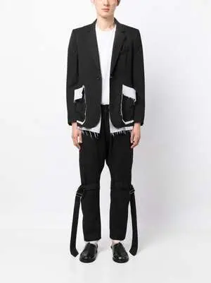 SULVAM Frayed-detailed Wool Trousers