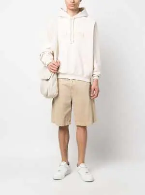 Sunnei Embroidered-logo Cotton Hoodie - Neutrals