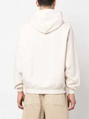Sunnei Embroidered-logo Cotton Hoodie - Neutrals