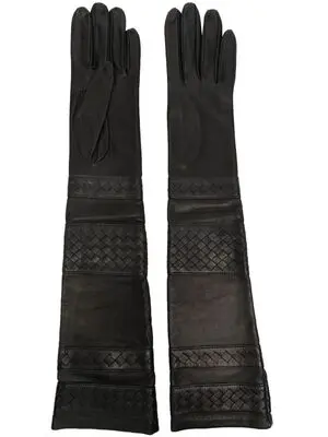 MANOKHI Panelled Leather Gloves - Black