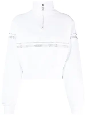 Gcds Rhinestone-embellished Cropped Sweatshirt - White