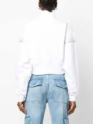 Gcds Rhinestone-embellished Cropped Sweatshirt - White