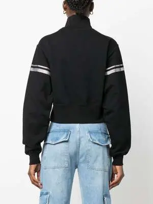 Gcds Rhinestone-embellished Cropped Sweatshirt - Black