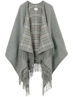 Burberry Check-print Reversible Wool Cape - Grey