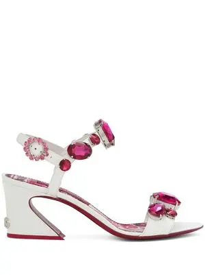 Dolce & Gabbana Majolica-print Crystal-embellished Sandals
