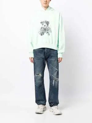 We11Done Logo-patch Cotton Hoodie - Green