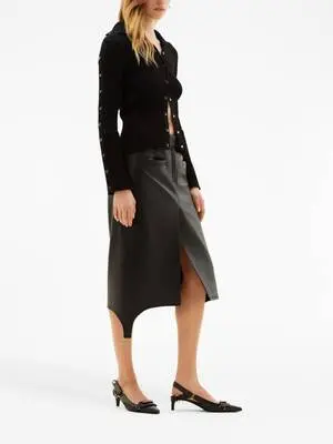 COURREGES Suspenders-detail Leather Midi Skirt