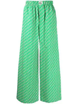 Natasha Zinko Bunny Printed Pyjama Pants - Green