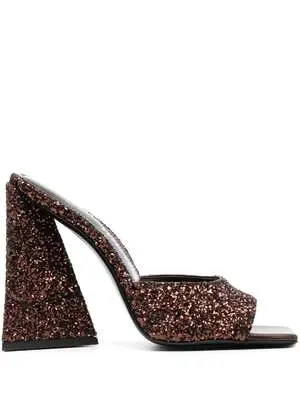Attico Devon Sequin-embellished Sandals - Brown