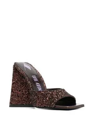 Attico Devon Sequin-embellished Sandals - Brown