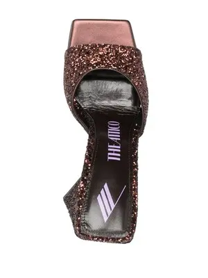 Attico Devon Sequin-embellished Sandals - Brown