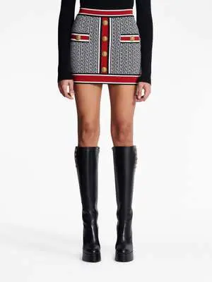 Balmain Monogram Knitted Miniskirt