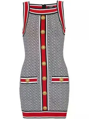 Balmain Balmain Button-Embellished Monogram Minidress Multicolour