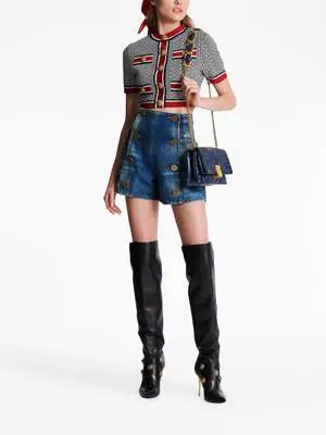 Balmain Monogram Jacquard Knit Crop Top