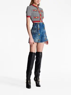Balmain Monogram Jacquard Knit Crop Top