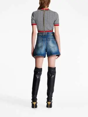 Balmain Monogram Jacquard Knit Crop Top