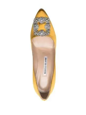 Manolo Blahnik 105mm Hangisi Satin Pumps - Yellow
