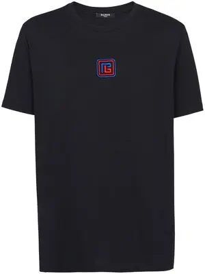 Balmain Embroidered-logo Short-sleeve T-shirt - Black