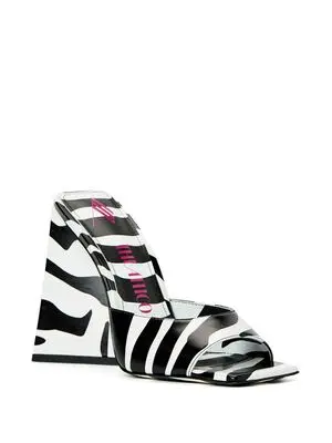 Attico Devon Zebra-print Sandals - Black
