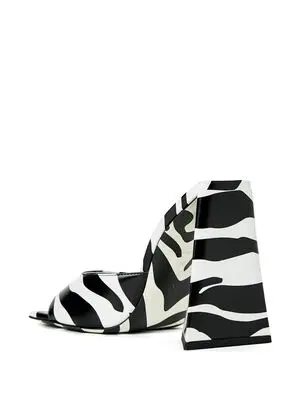 Attico Devon Zebra-print Sandals - Black