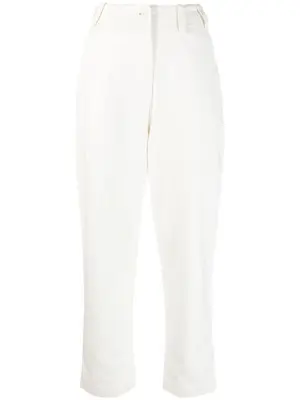MARGARET HOWELL High-waisted Tapered Trousers - White