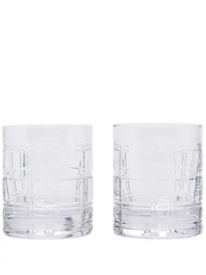 Ralph Lauren Hudson Plaid-tumbler Glass - Neutrals