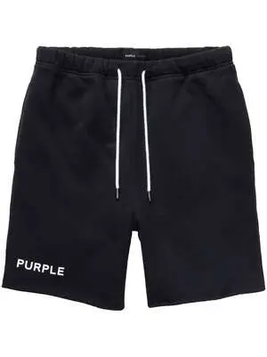 PURPLE BRAND Logo Print Cotton Track Shorts