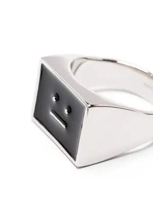 Acne Studios Polihed Face-Plaque Ring - Silver | Editorialist