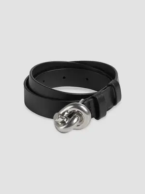 Bottega Veneta Knot Leather Belt Black Silver